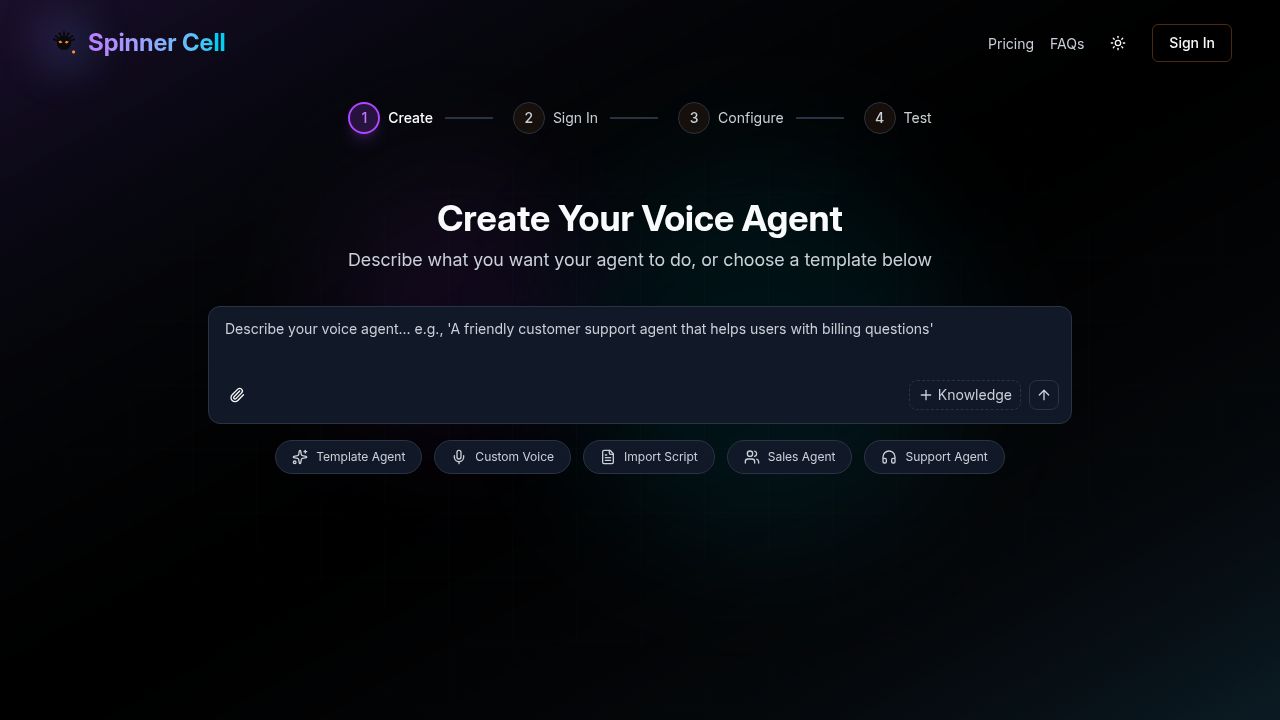 Spinner Cell | AI Voice Agents for Sales, Support, and Campaigns